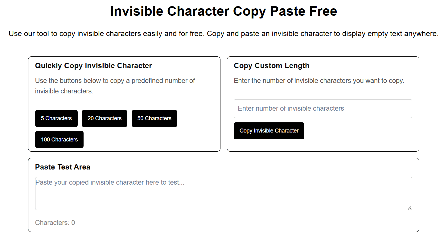 Invisible Character (Copy & Paste) Free | Try Now